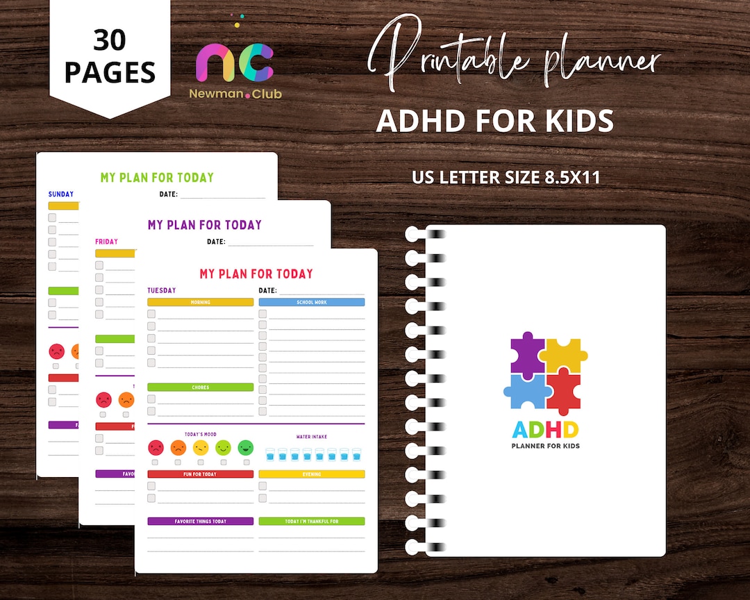 Printable ADHD Planner for Kids | ADHD Planner Student | School ...