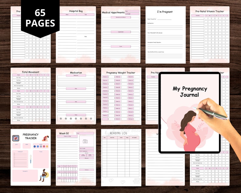 Digital Pregnancy Planner Printable Pregnancy Journal Canva Template ...