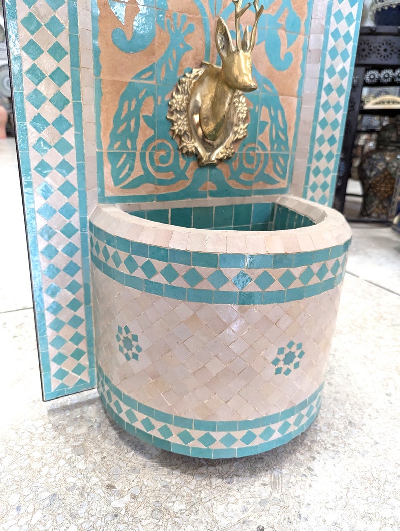 Royal Blue Handcraft Zellige Fountain: Stunning Custom Handmade Mosaic ...