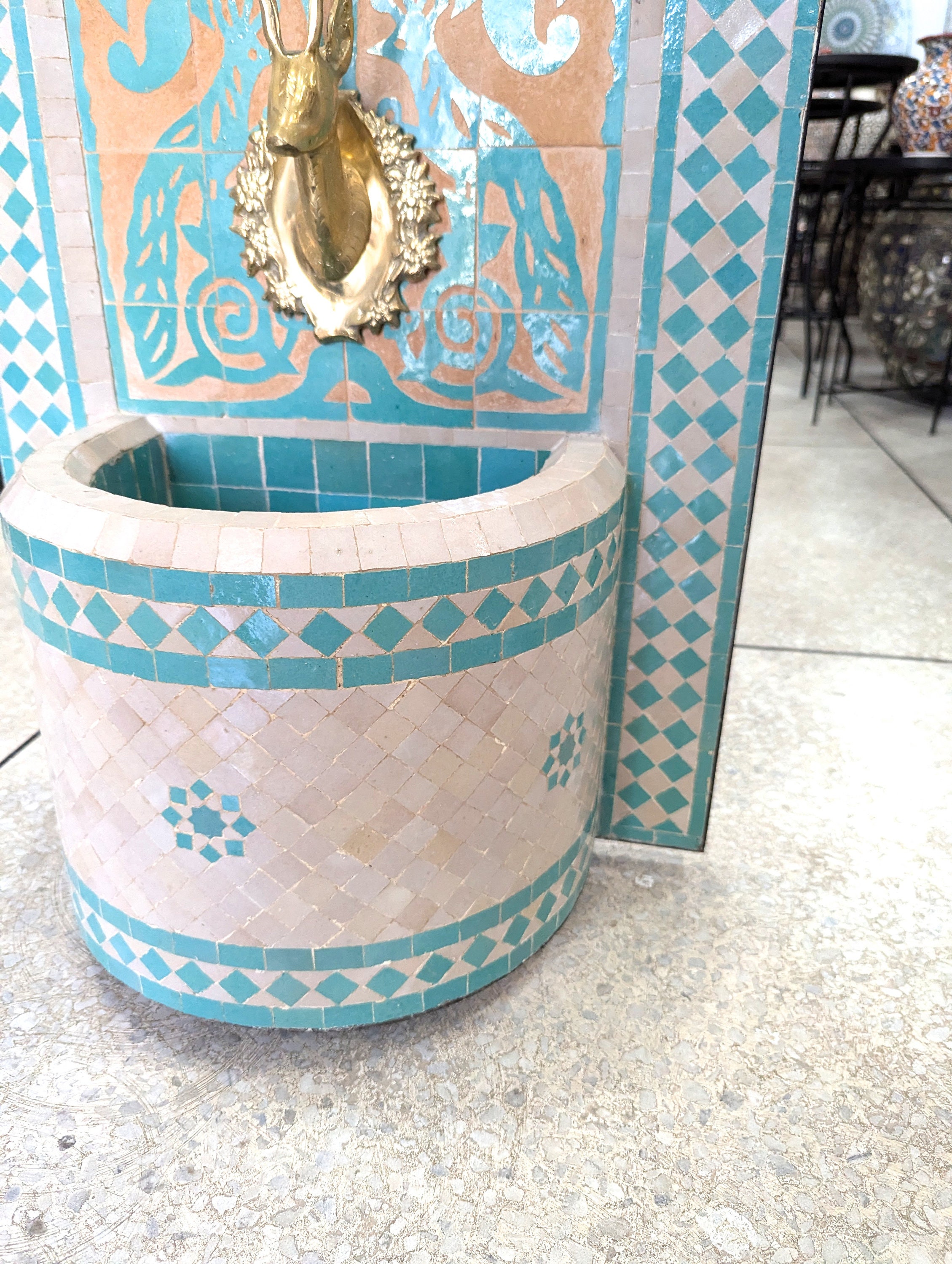 Royal Blue Handcraft Zellige Fountain: Stunning Custom Handmade Mosaic ...