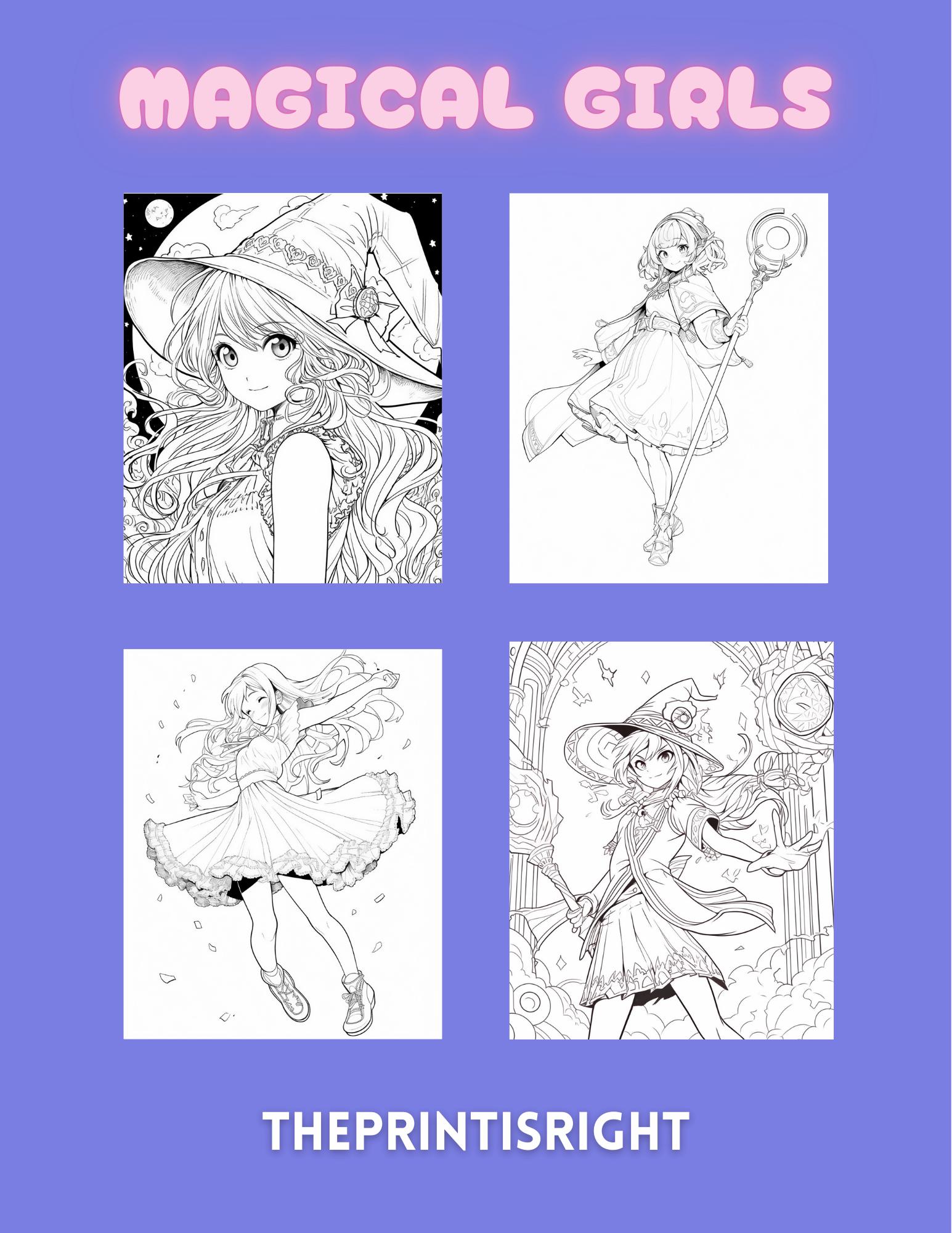 26 Magical Anime Girl Coloring Pages | Maho Shojo | Stress Relief and ...