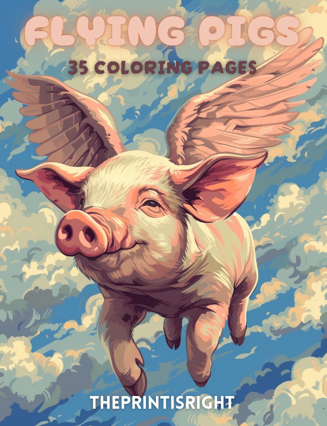 Flying Pigs Coloring Pages | Funny Adult Coloring Pages | for Stress ...