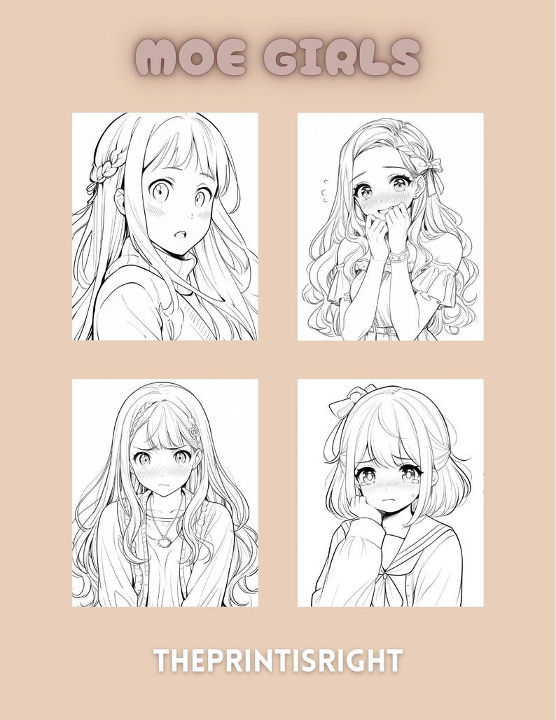 26 Moe Anime Girl Coloring Pages | Fun Coloring | Stress Relief and ...