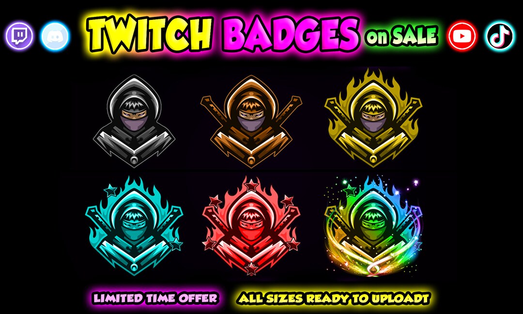 NINJA Twitch Sub Badges, NINJA Twitch Badges/ninja Badges for Streamers ...