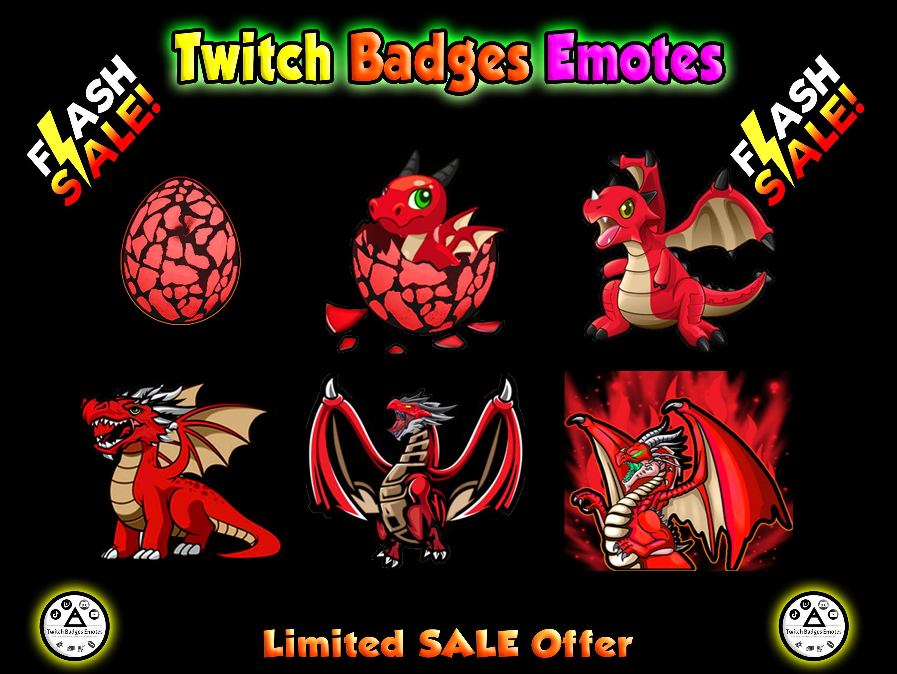 Dragon Sub Badges, Twitch Sub Badges, Red Dragon Twitch Badges, Gray ...