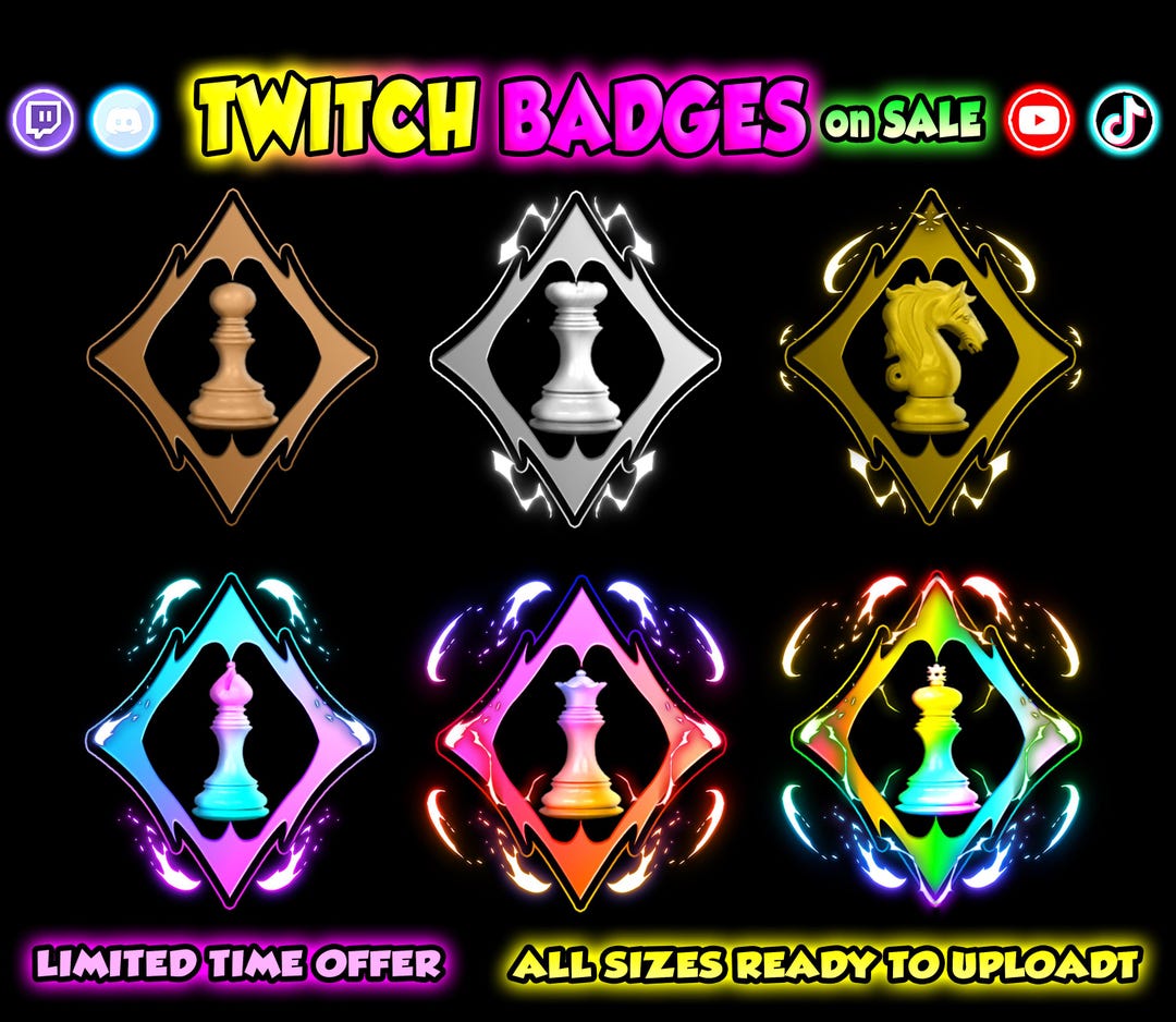 Chess Sub Badges, Twitch Sub Badges, Twitch Badges, Twitch Sub Badge ...