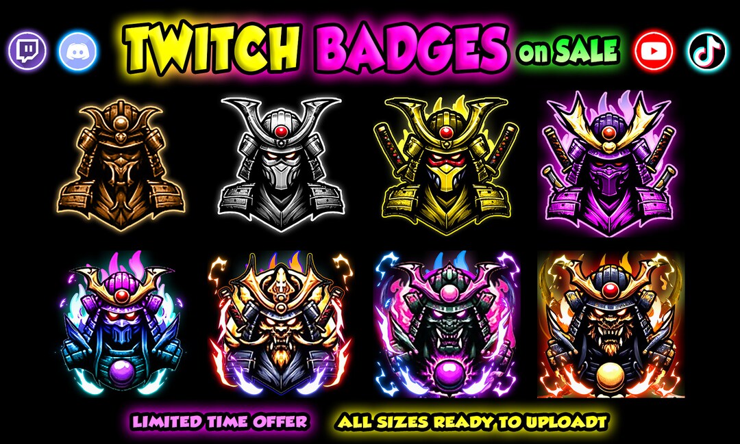 Samurai Twitch Sub Badges, Samurai Twitch Badges/samurai Badges for ...