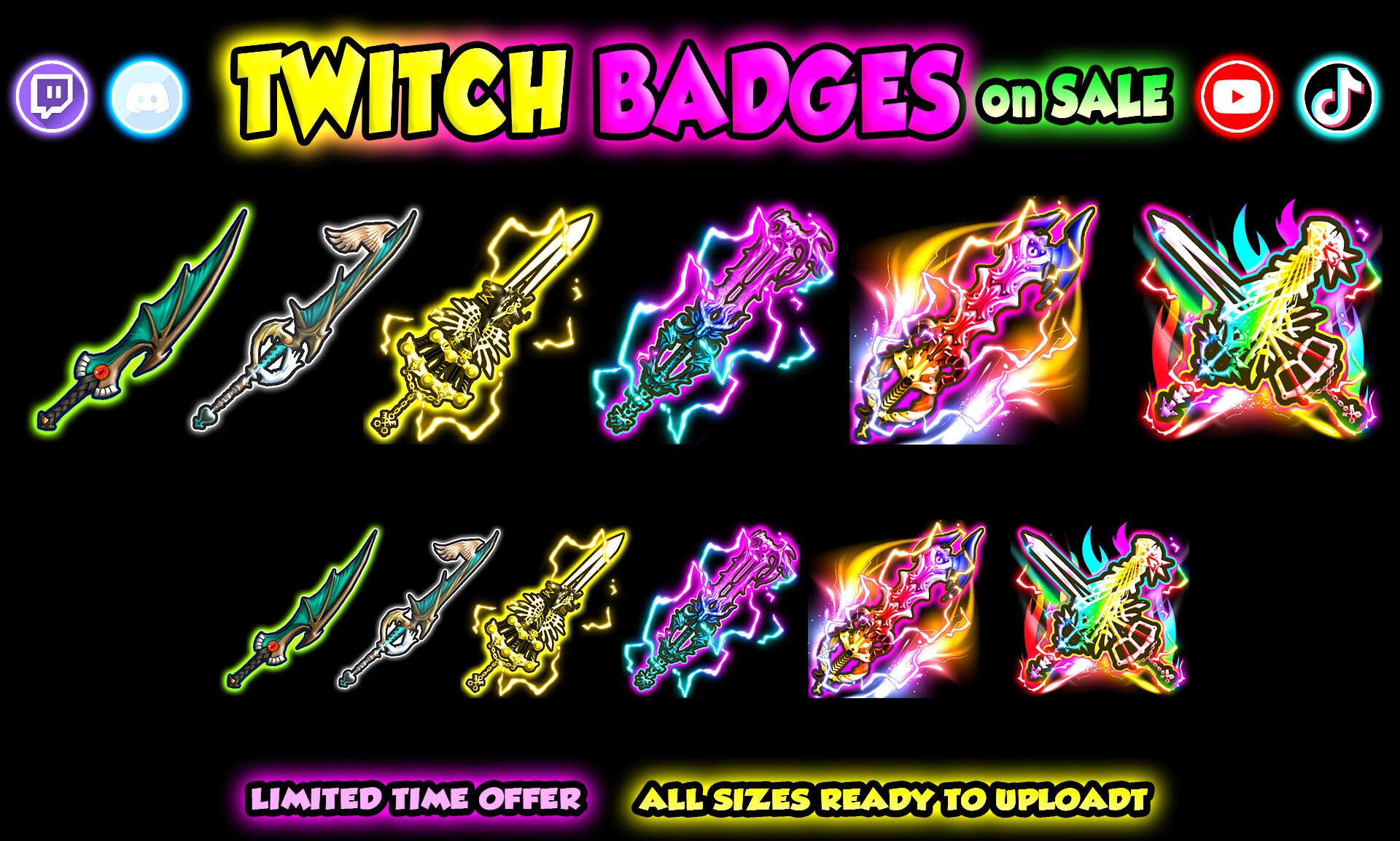 Sword Twitch Sub Badges, Sword Twitch Badges/sword Badges for Streamers ...