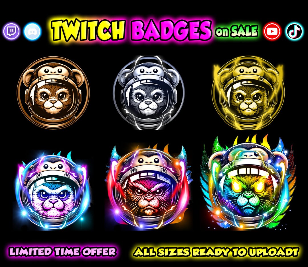 Monkey Sub Badges, Twitch Sub Badges, Twitch Badges, Twitch Sub Badge ...