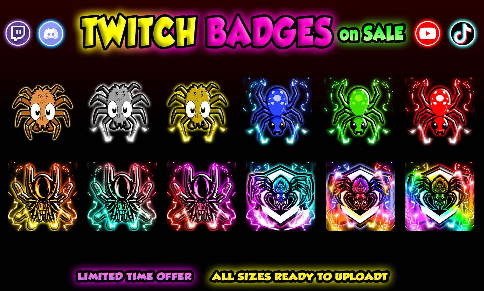 Spider Twitch Sub Badges, Spider Twitch Badges/spider Badges for ...