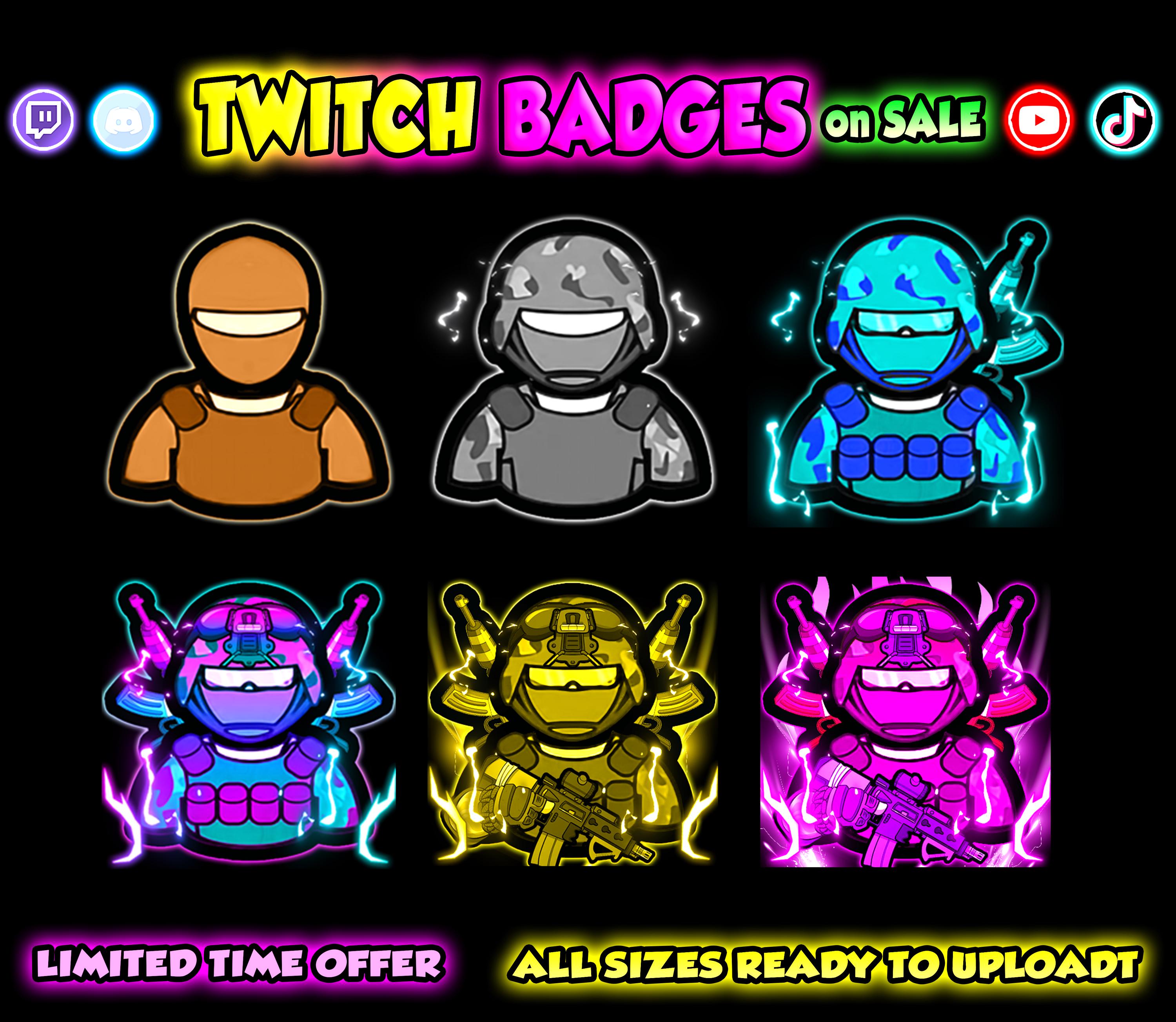 SOLDIER Sub Badges, Twitch Sub Badges, Twitch Badges, Twitch Sub Badge ...
