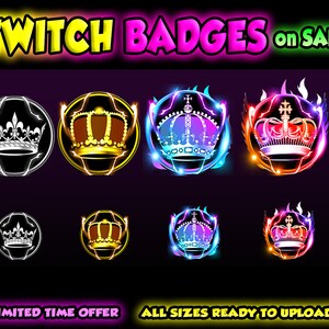 Elegant Set of 6 Crown Twitch Badges - Royal Themed Subscriber Icons ...
