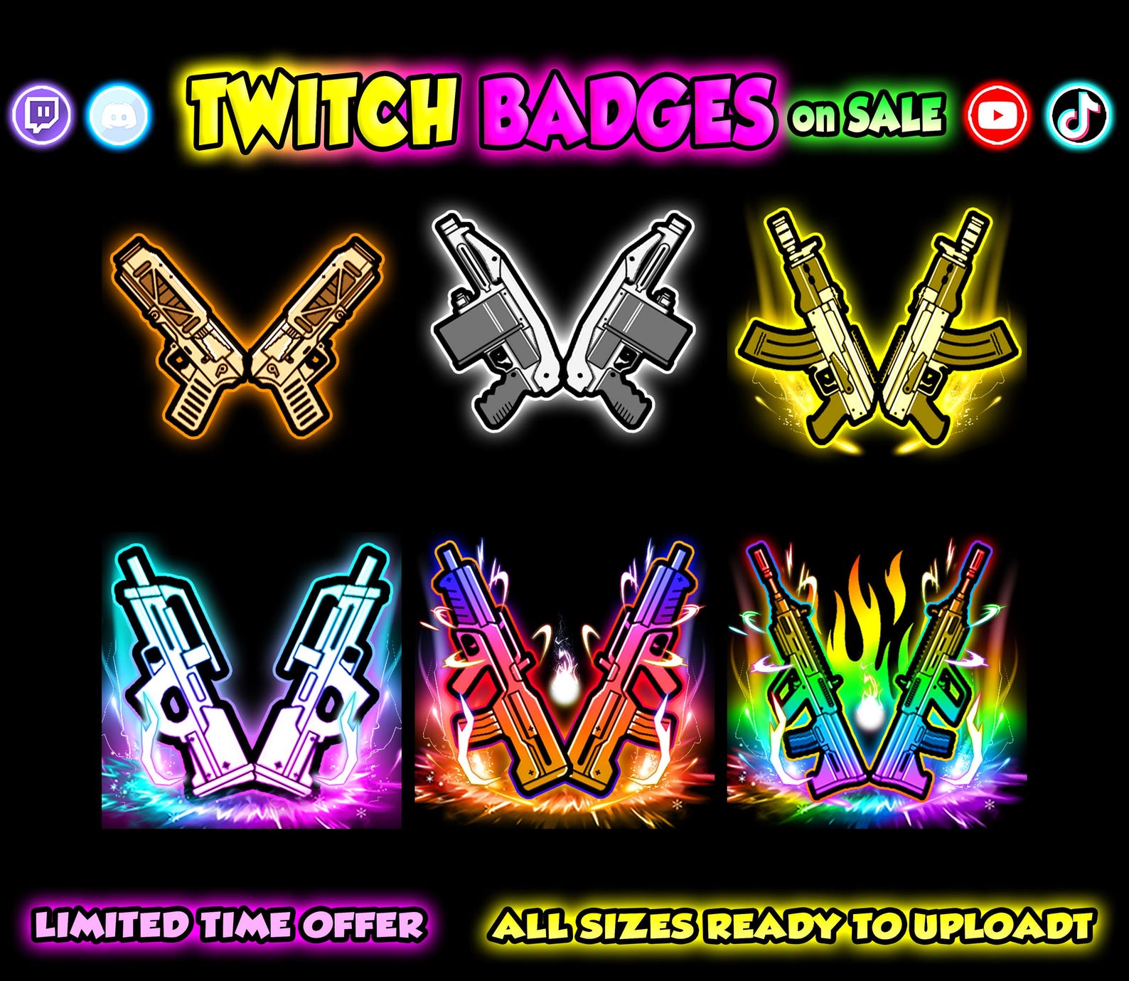 Gun Sub Badges, Twitch Sub Badges, Twitch Badges, Twitch Sub Badge, Sub ...
