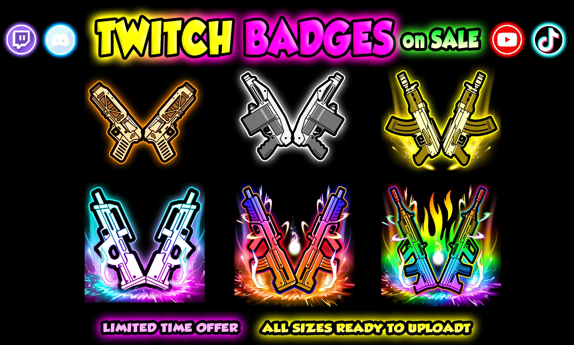 Gun Sub Badges, Twitch Sub Badges, Twitch Badges, Twitch Sub Badge, Sub ...