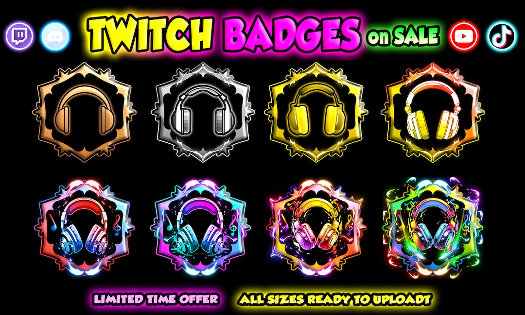 Custom Twitch Headphone Sub Badges: Streamer Subscriber Rewards ...