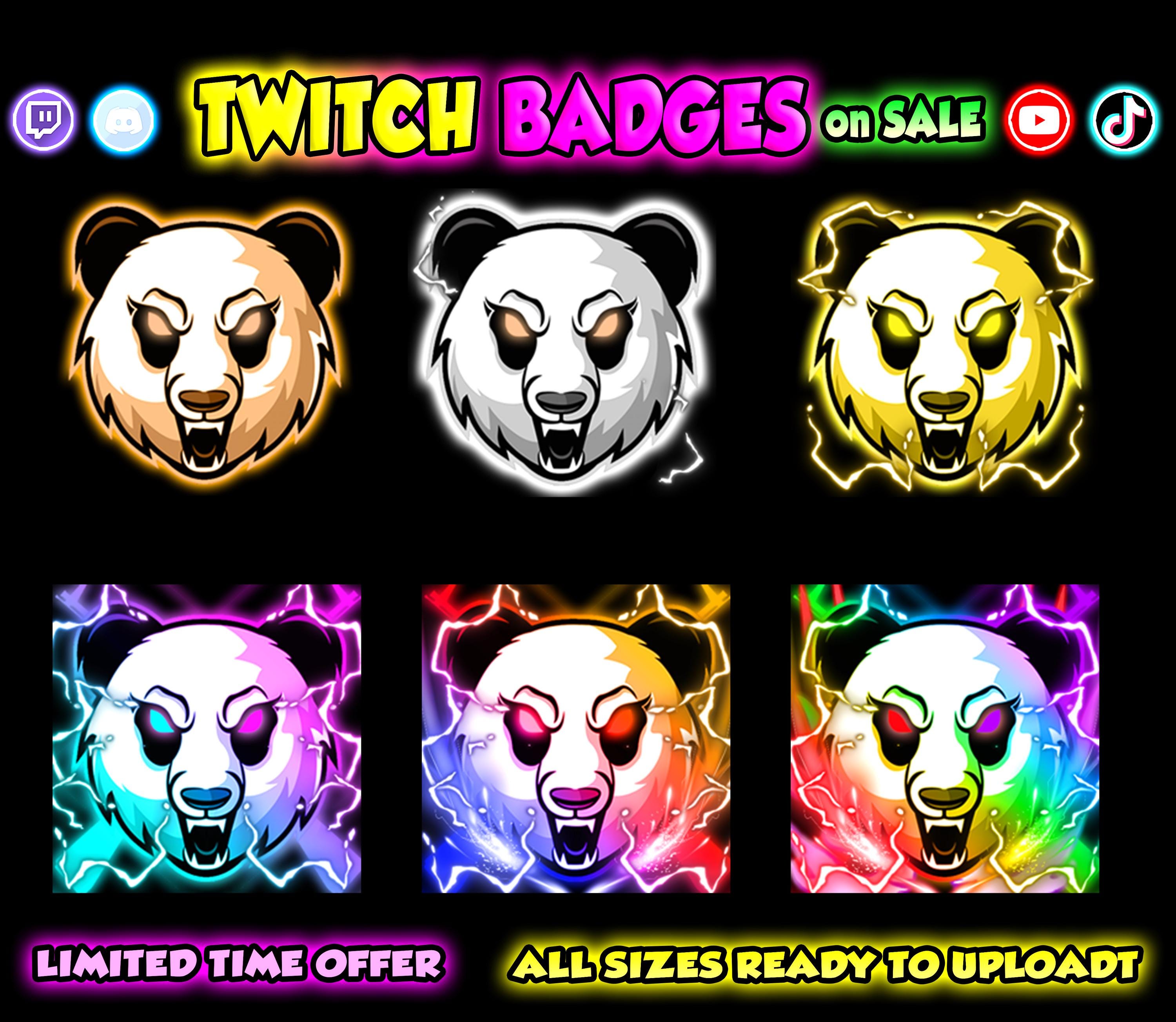 PANDA Sub Badges, Twitch Sub Badges, Twitch Badges, Twitch Sub Badge ...