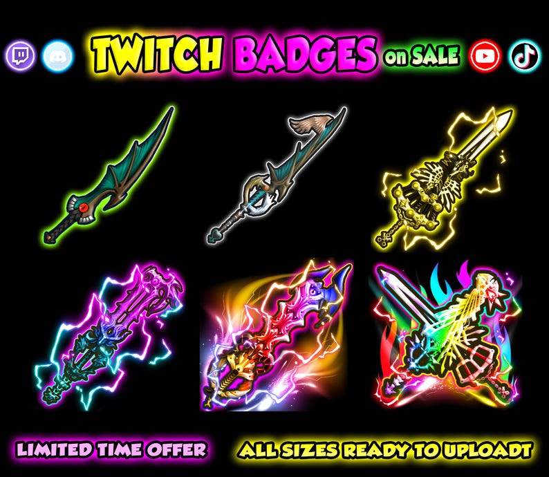 SWORD Sub Badges, Twitch Sub Badges, Twitch Badges, Twitch Sub Badge ...