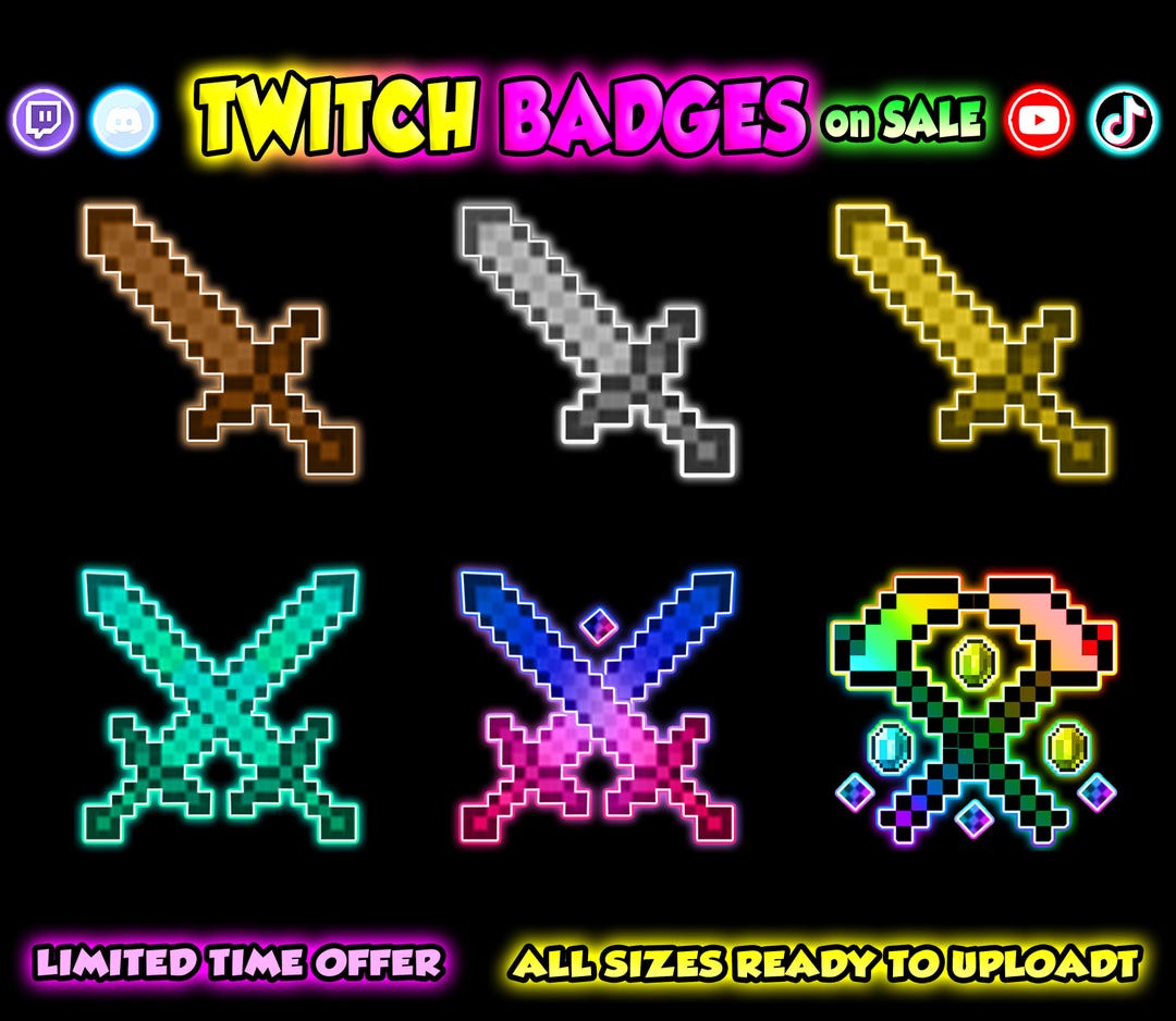 SWORD Sub Badges, Twitch Sub Badges, Twitch Badges, Twitch Sub Badge ...