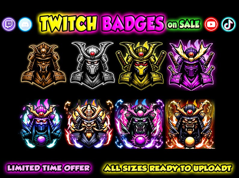 Samurai Twitch Sub Badges, Samurai Twitch Badges/samurai Badges for ...