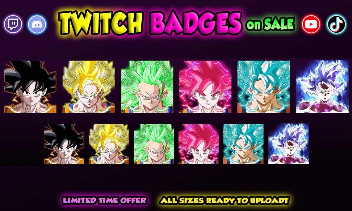 GUKU DBZ Twitch Sub Badges: Rank Badges (digital Download) - Etsy