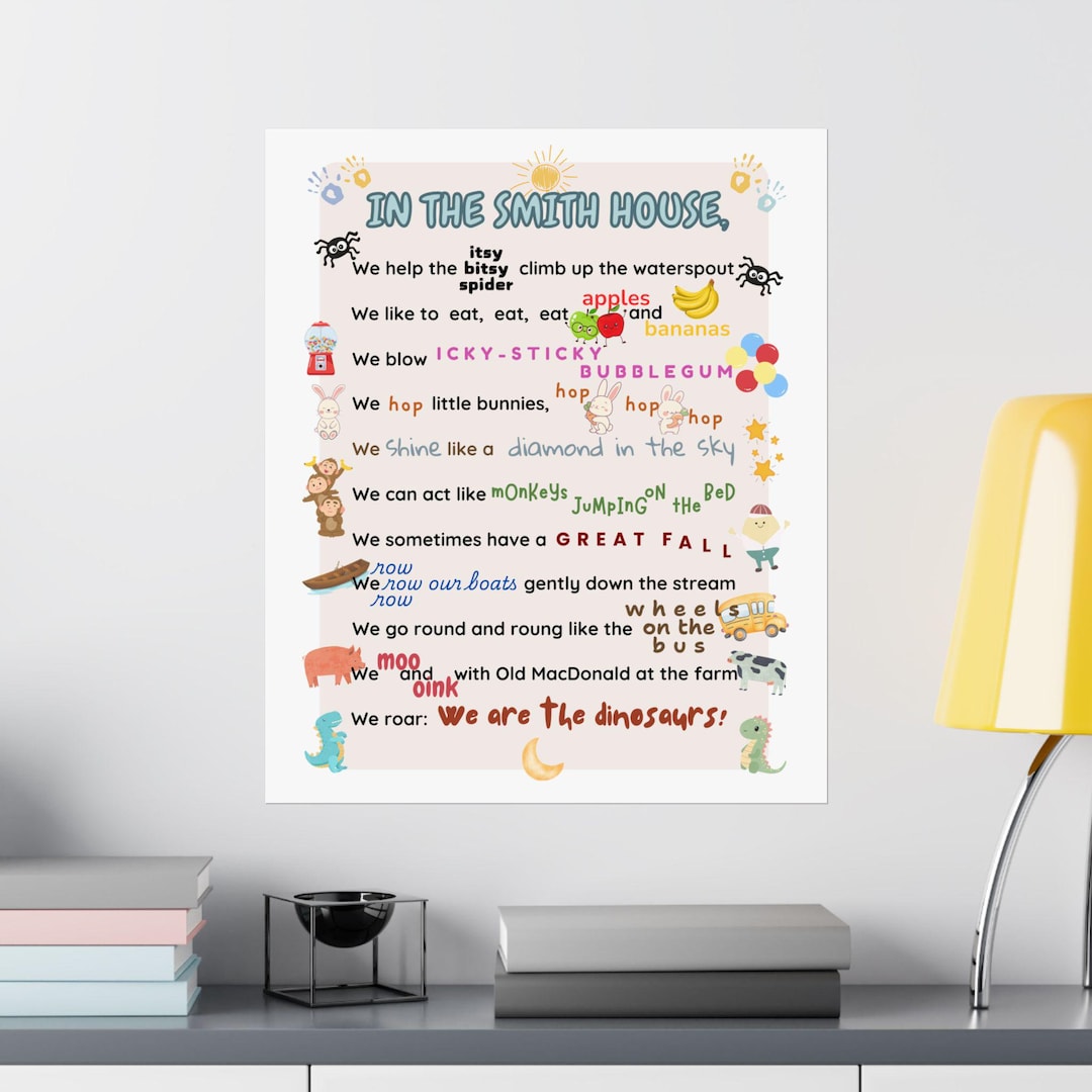Personalized Nursery Rhyme Poster: Custom Family Name Decor - Etsy