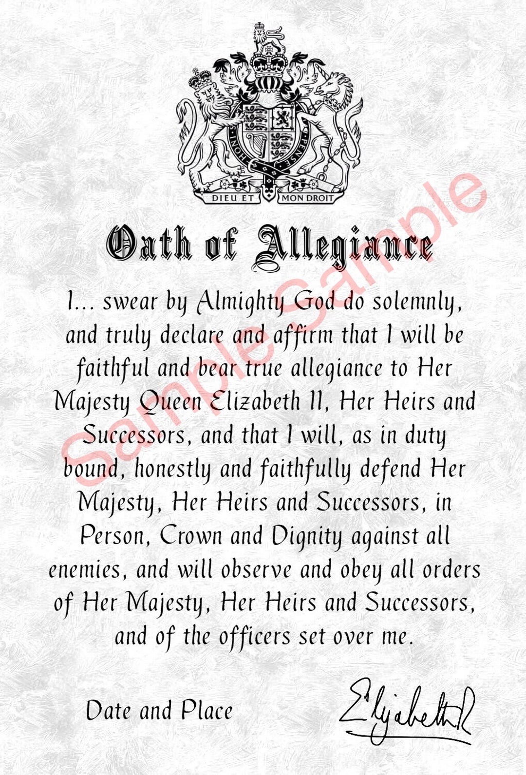 British Army, Oath of Allegiance A4 Photo Print. - Etsy