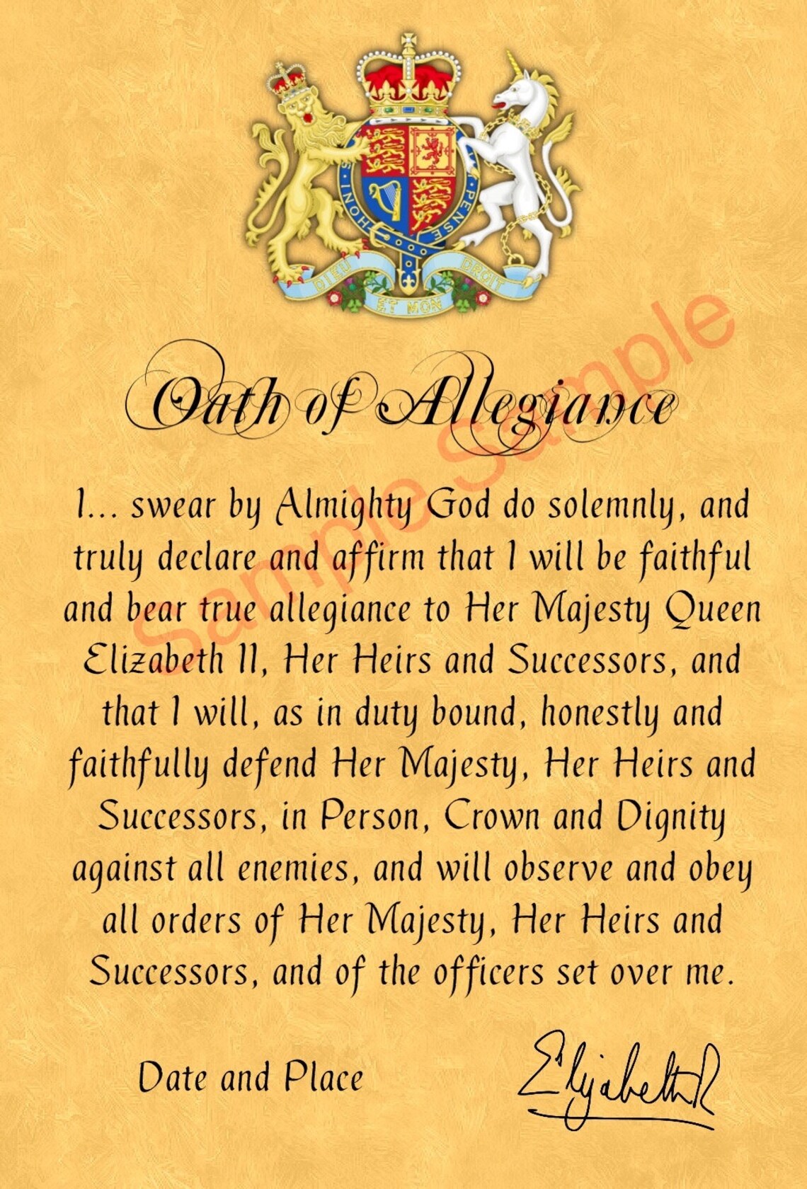 British Army, Oath of Allegiance A4 Photo Print. - Etsy