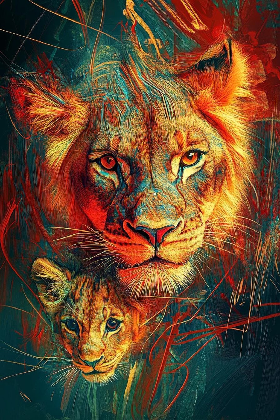 Lion With Cube | Digital Art Print | Digital Download | Home Decoration ...