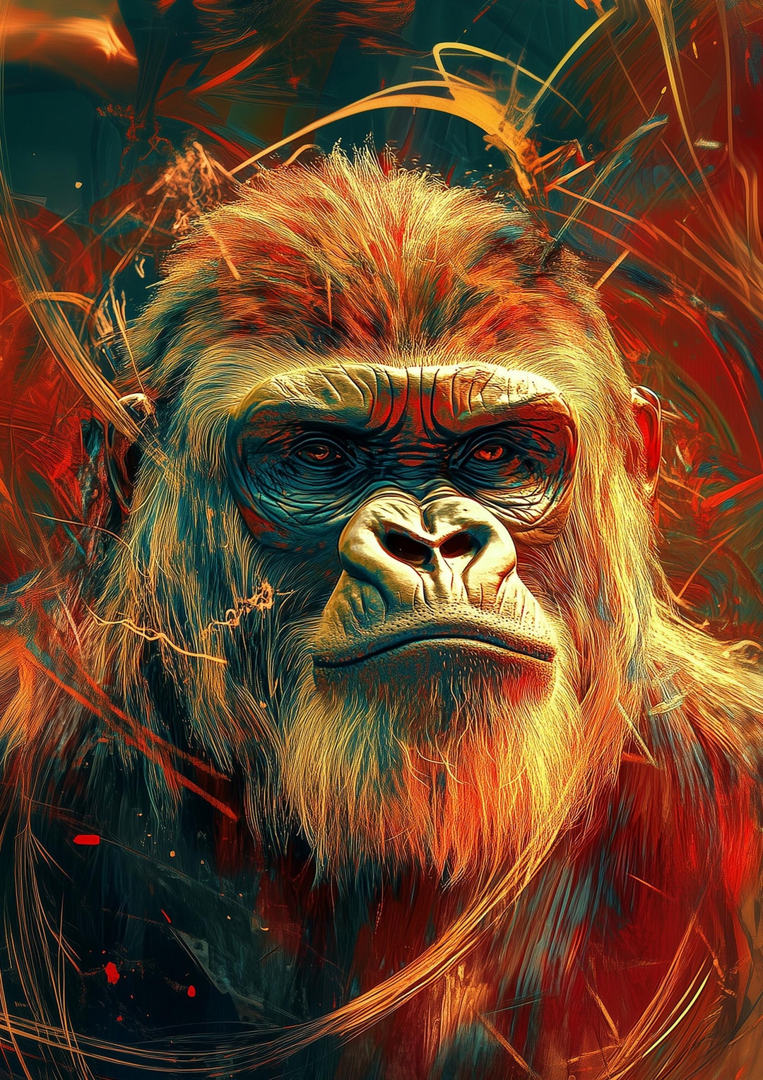 Male Gorilla | Vibrant Colors | Abstract Expressionism | Animal ...