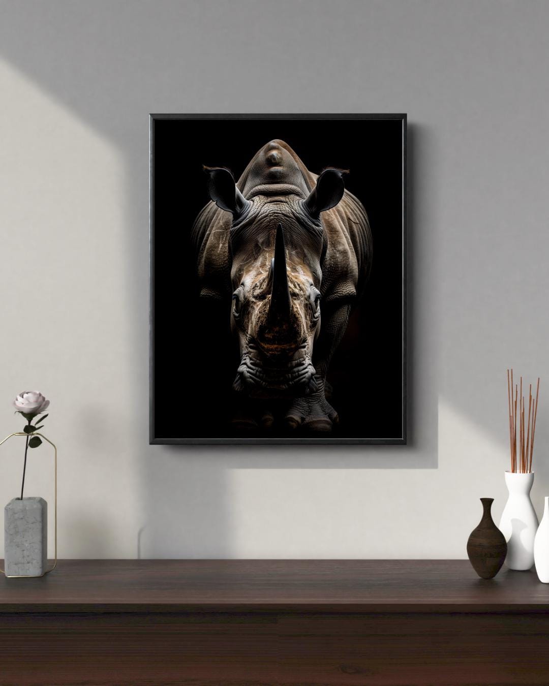 Rhino | Wild Animal | Digital Art | Home Decoration | Studio Lighting ...
