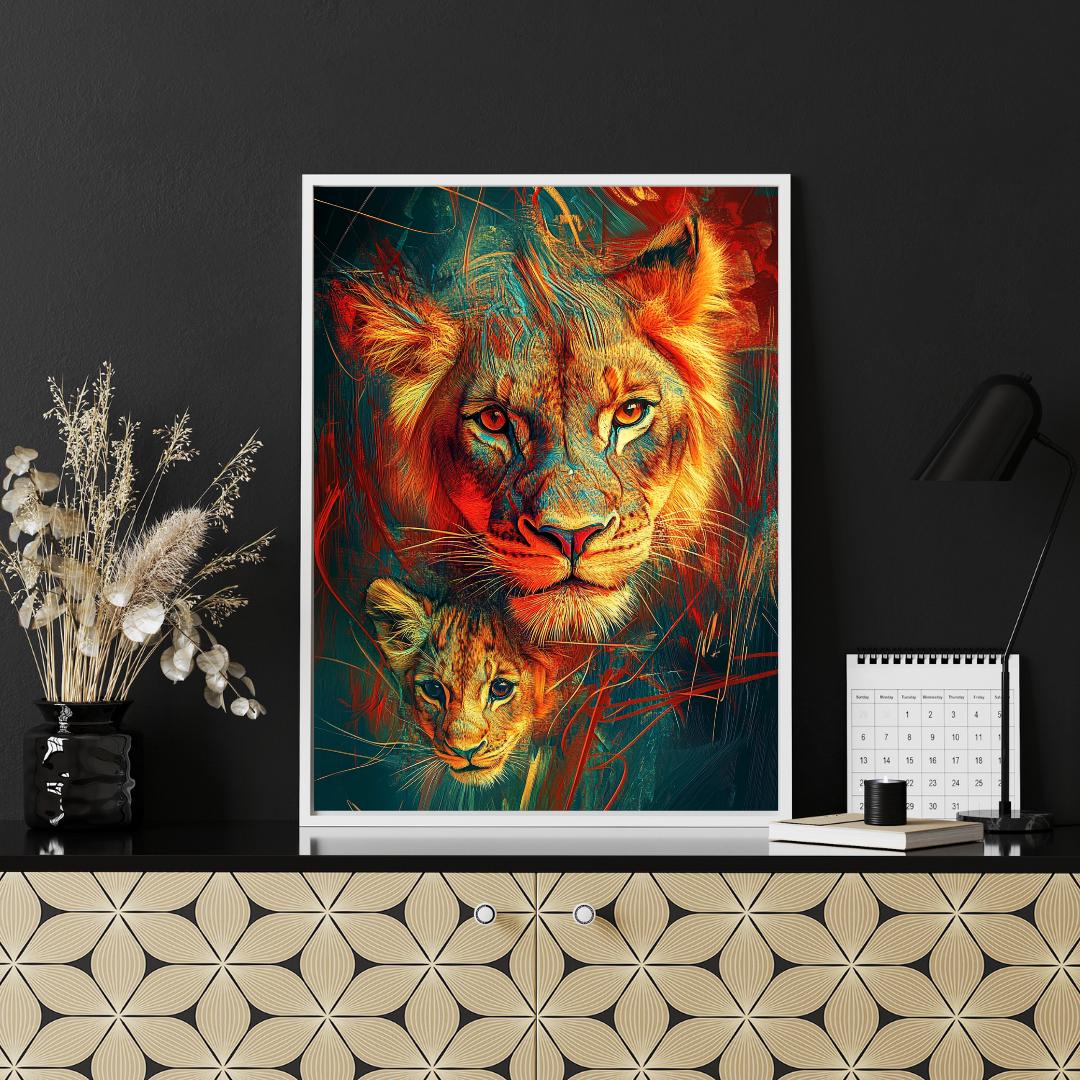 Lion With Cube | Digital Art Print | Digital Download | Home Decoration ...