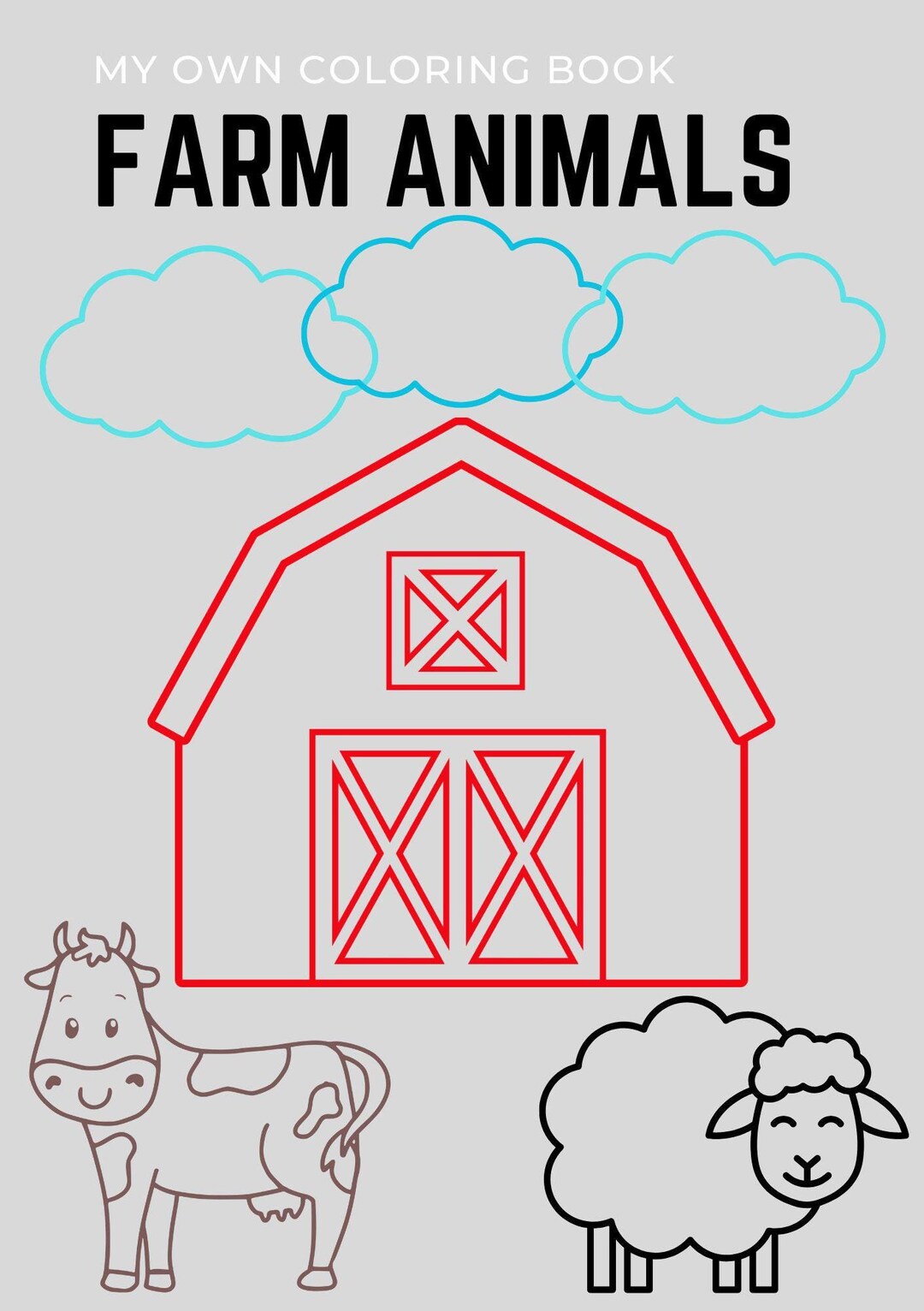 My Own Coloring Book Farm Animals - Etsy