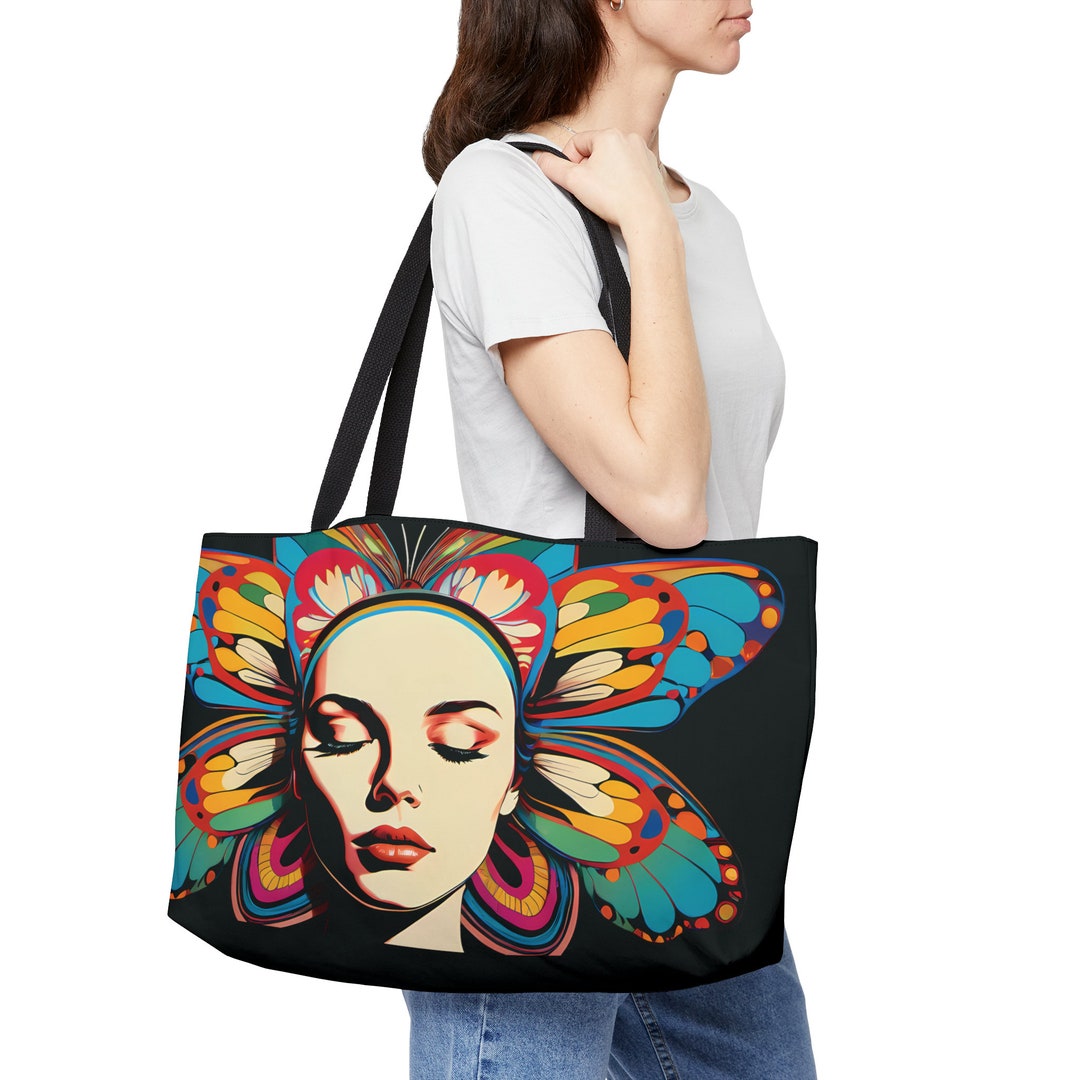 Psychedelic Flower Power Butterfly Woman Tote Bag - Etsy