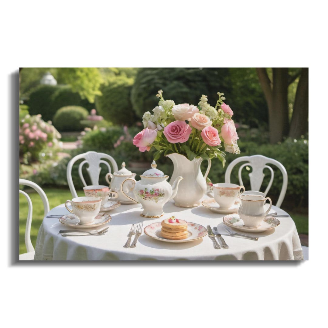 Garden Tea Party Digital Download, Elegant High Tea Scene, Floral Table ...