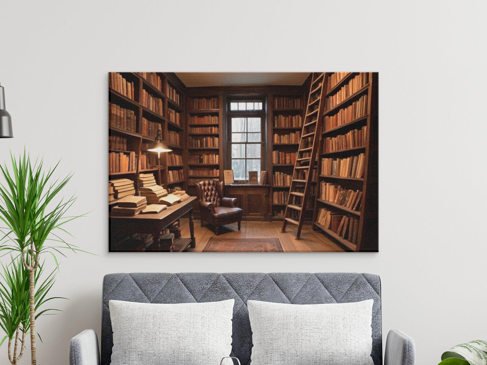 Vintage Library Wall Art, Cozy Reading Room Decor, Rustic Book Nook ...