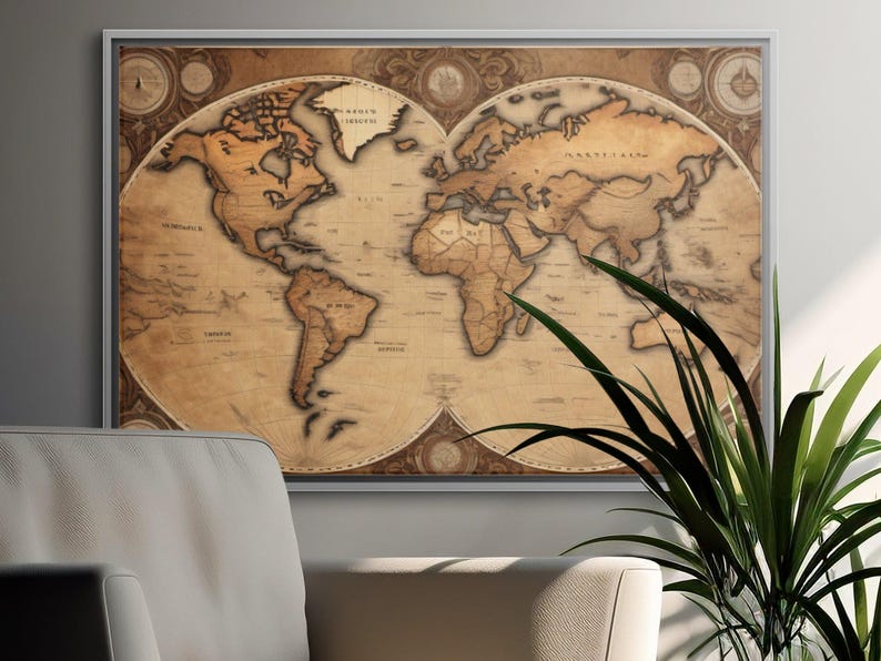 Vintage World Map Printable, Antique Style Poster, Old World Map ...