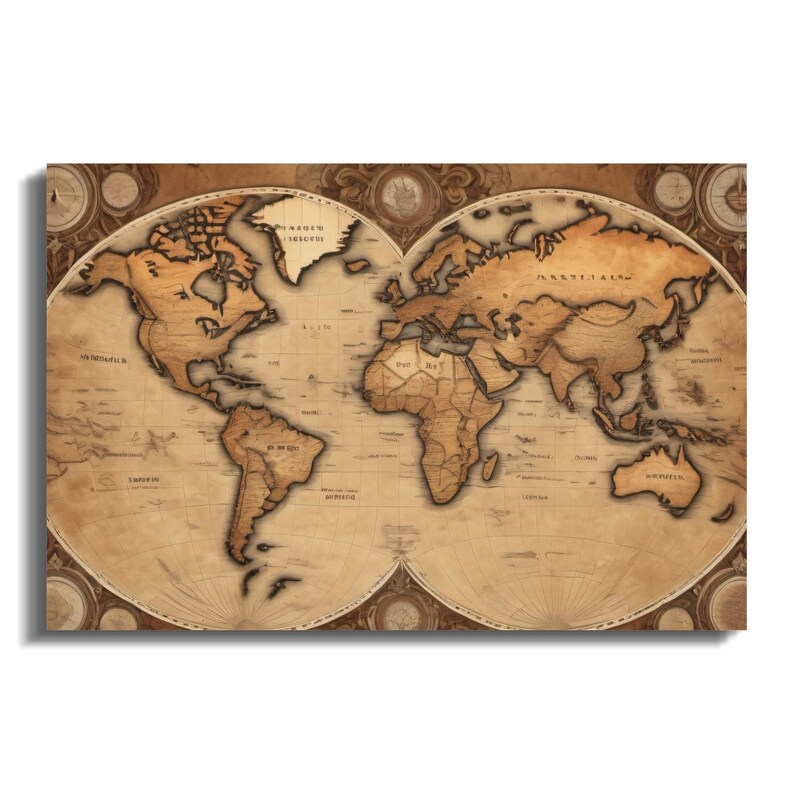 Vintage World Map Printable, Antique Style Poster, Old World Map ...