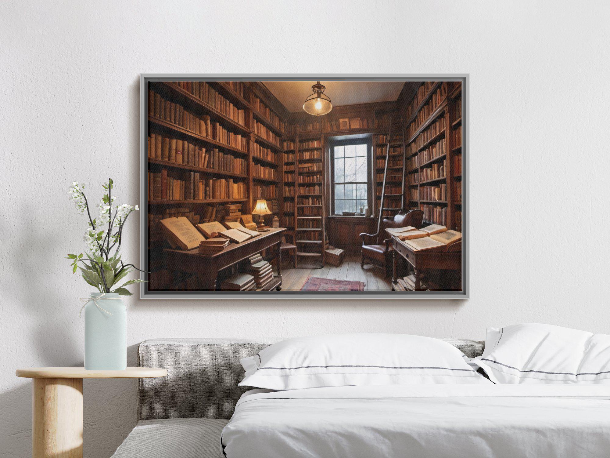 Vintage Library Digital Download, Antique Book Collection Print, Cozy ...