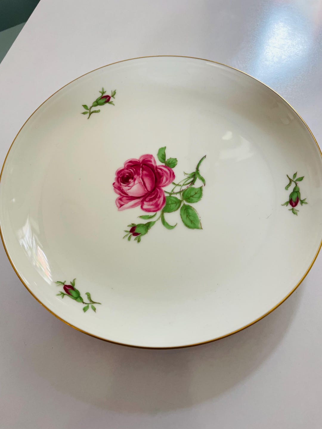 Ceramic Vintage Fine Bone China Plate, Rose Floral Sandwich Plate - Etsy