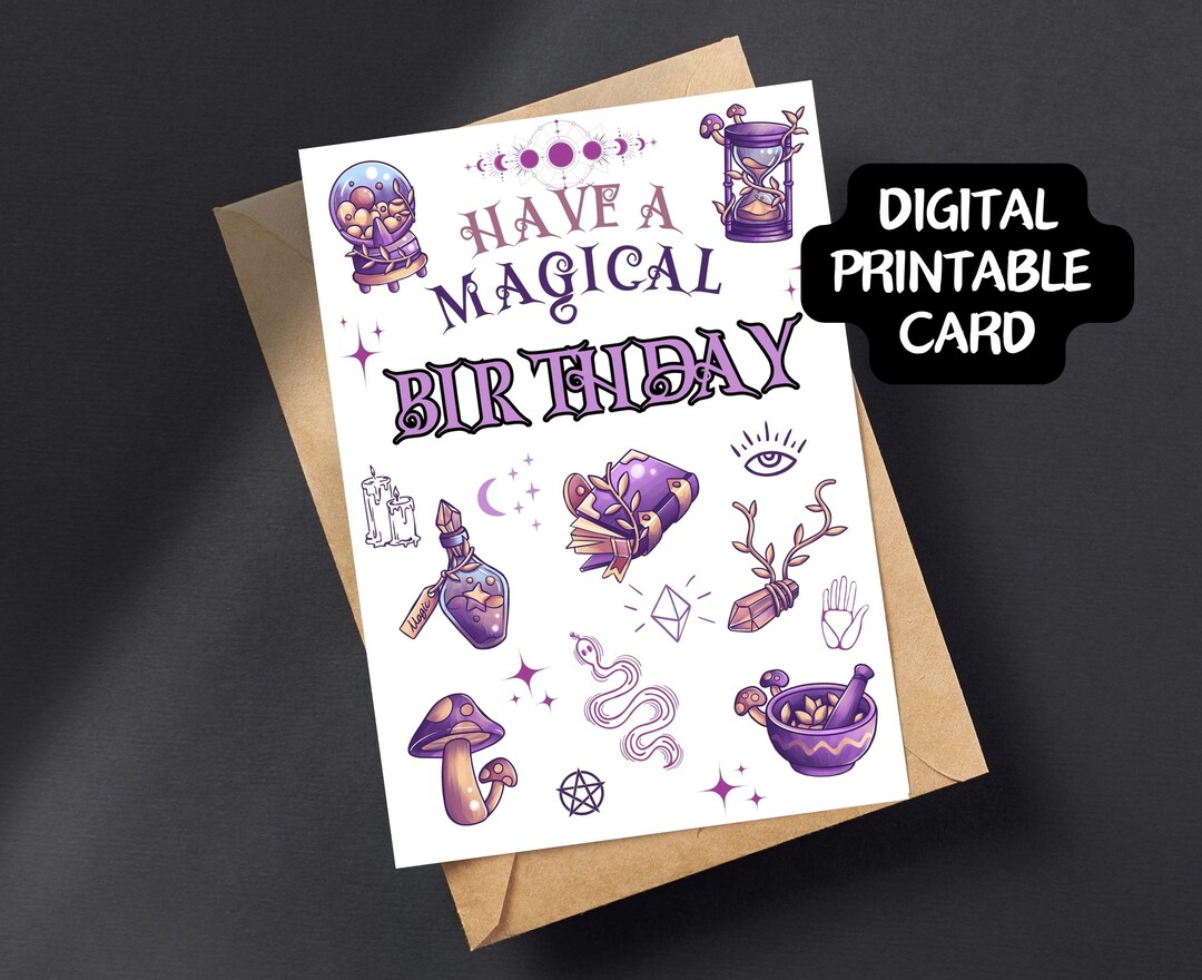 Magical Birthday - 5x7 Inch Printable Card, Digital Download, PDF ...