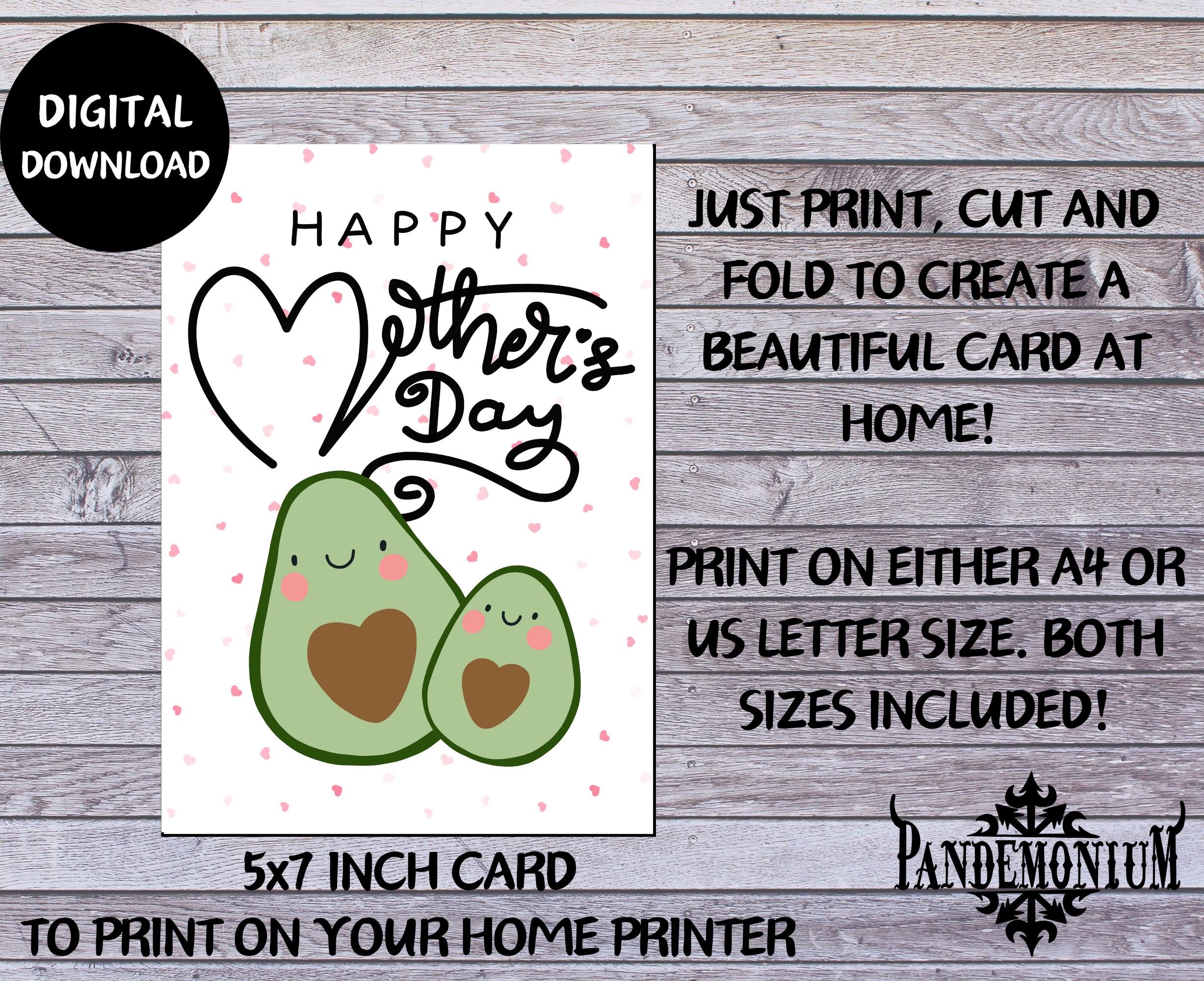 Mother's Day Printable Card 5x7" Digital PDF Download to Print at Home ...