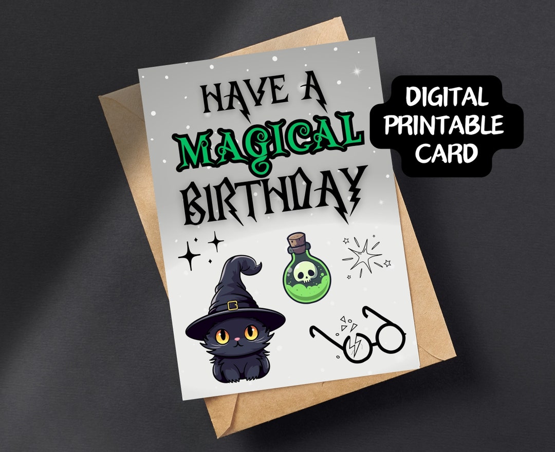 Magical Birthday Card: Wizard Fan Art, 5x7 Printable (PDF) - Etsy