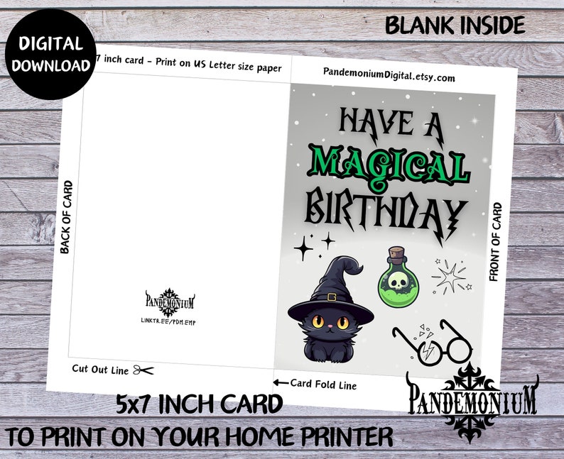Magical Birthday Card: Wizard Fan Art, 5x7 Printable (PDF) - Etsy