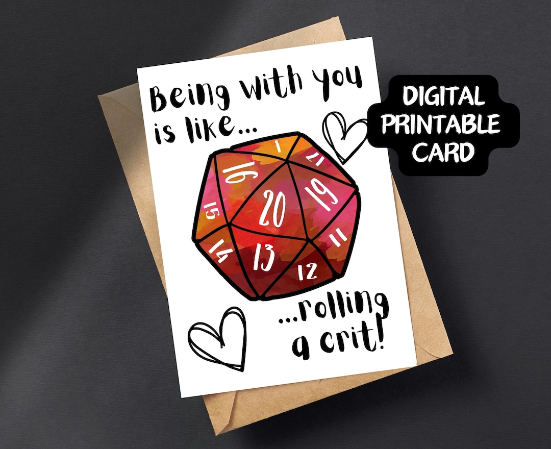 D20 Crit Love Anniversary Card: Dnd Gaming Couple (PDF Digital Download ...