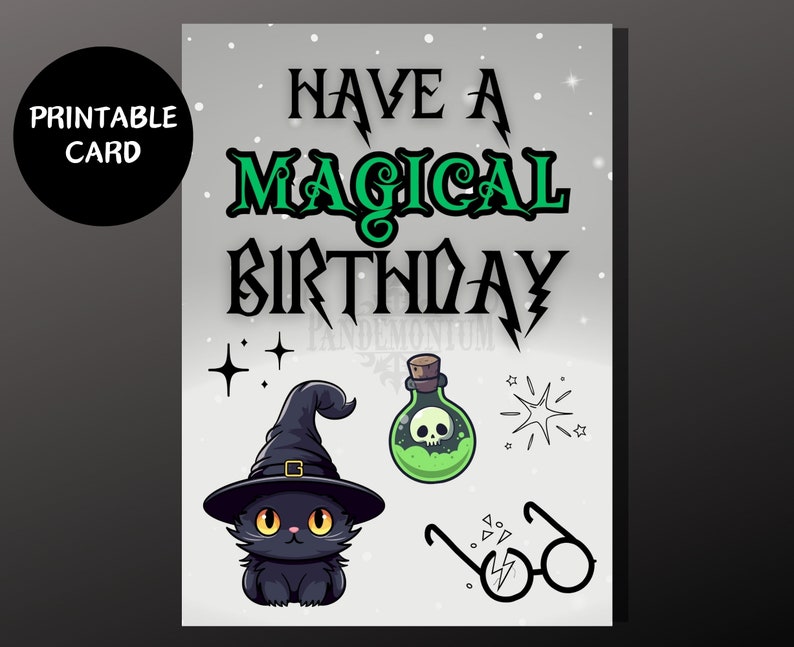 Magical Birthday Card: Wizard Fan Art, 5x7 Printable (PDF) - Etsy