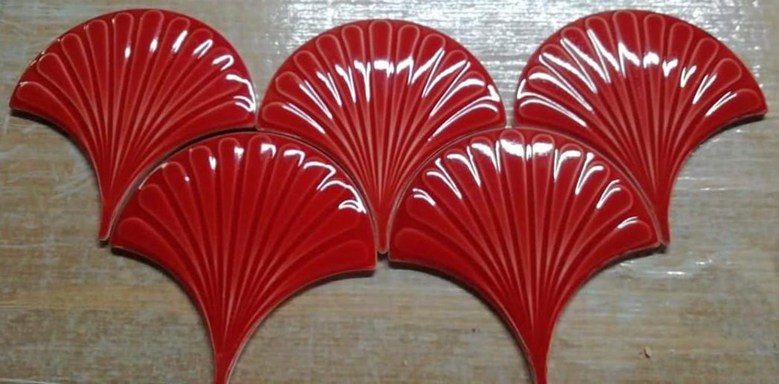 Red Fish Scale Tile: Handmade Ceramic Art Deco Backsplash - Etsy