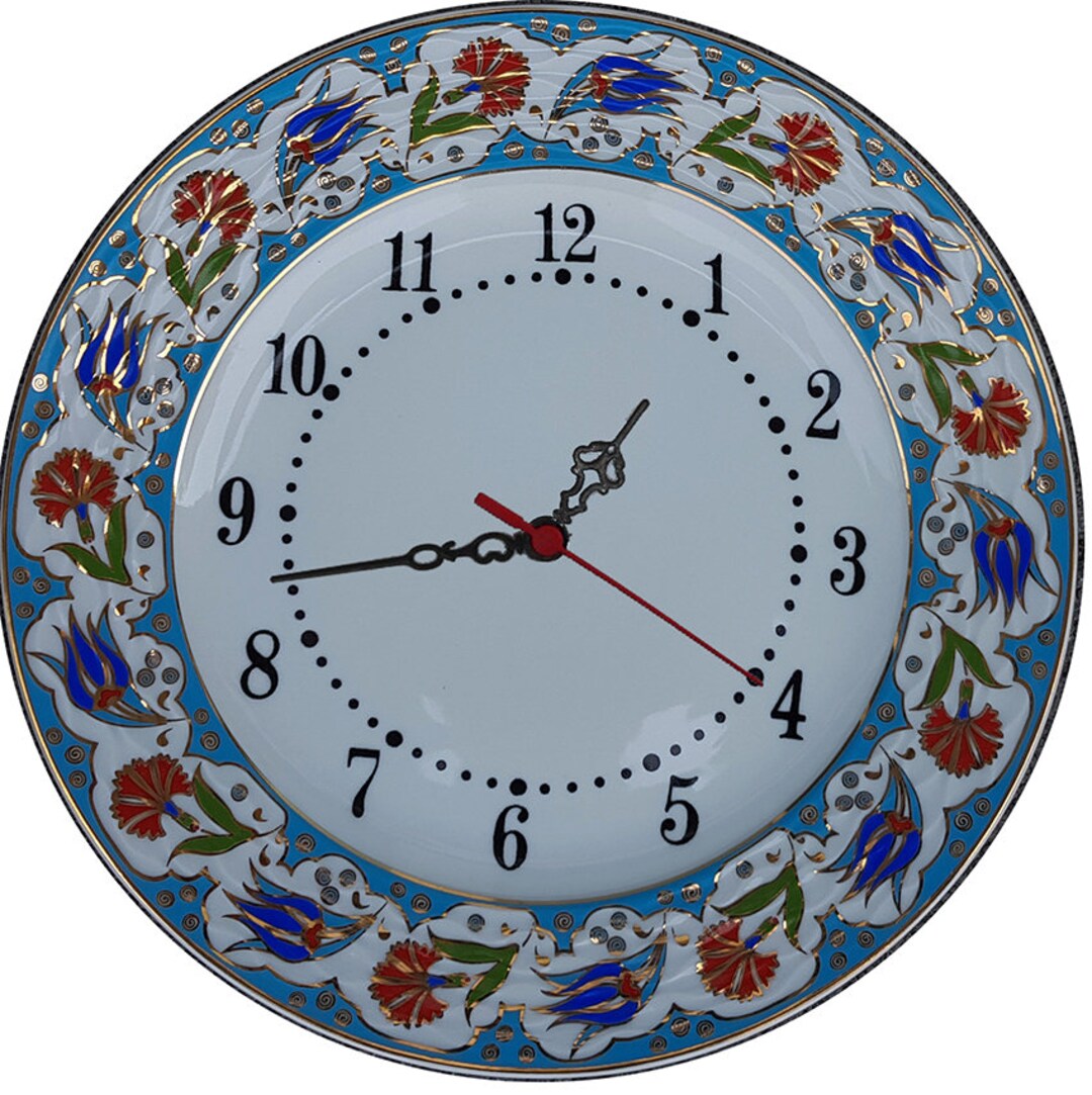 Turkish Tile Wall Clock, Photo Printed Ceramic Porcelain Plate Clock ...