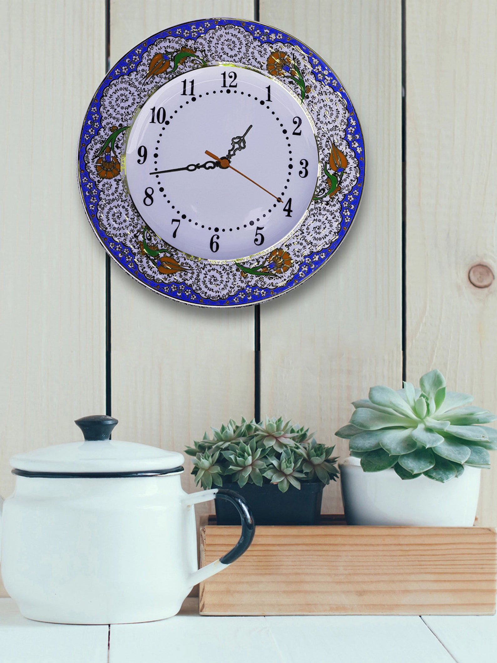 Personalized Photo Print Turkish Tile Wall Clock, Photo Print Ceramic ...