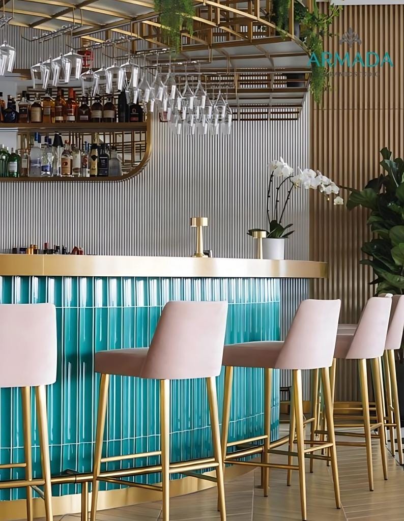 Handmade Turquoise Corrugated Ceramic Tile: Bar Front/kitchen Island ...
