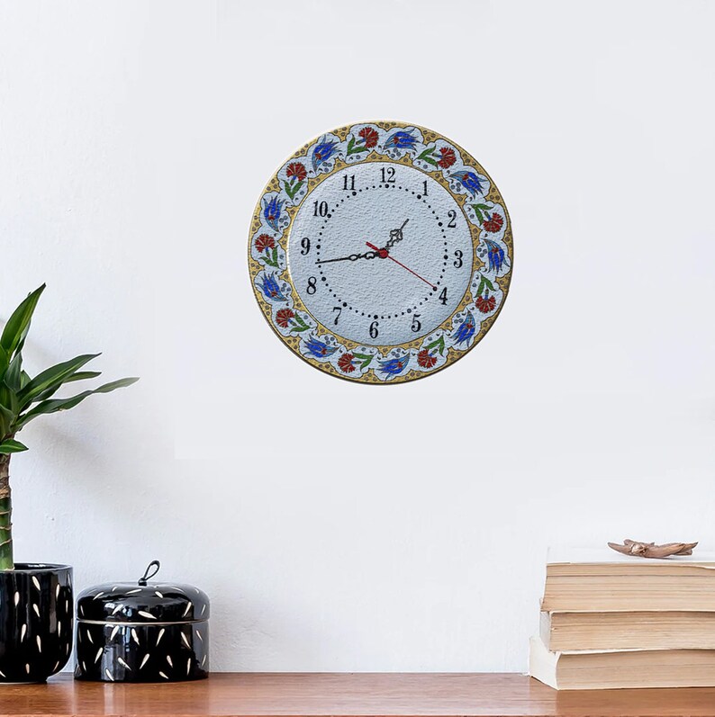 Personalized Photo Print Turkish Tile Wall Clock, Photo Print Ceramic ...